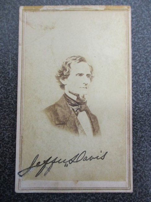 Jefferson Davis Signed Cdv Card W/ Coa Auction