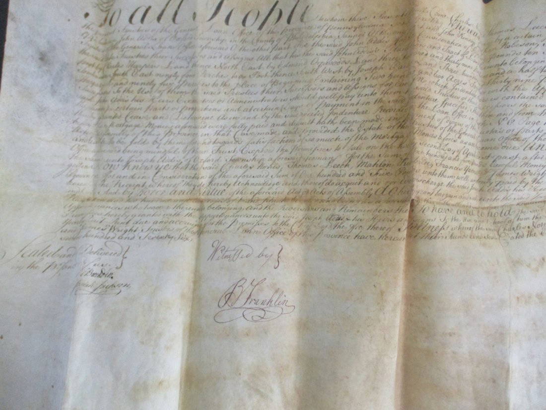 Ben Franklin Signed Document From June 11, 1776, With Coa, Historical ...
