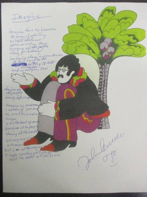 John Lennon Signed 'imagine' Handwritten Lyrics Auction