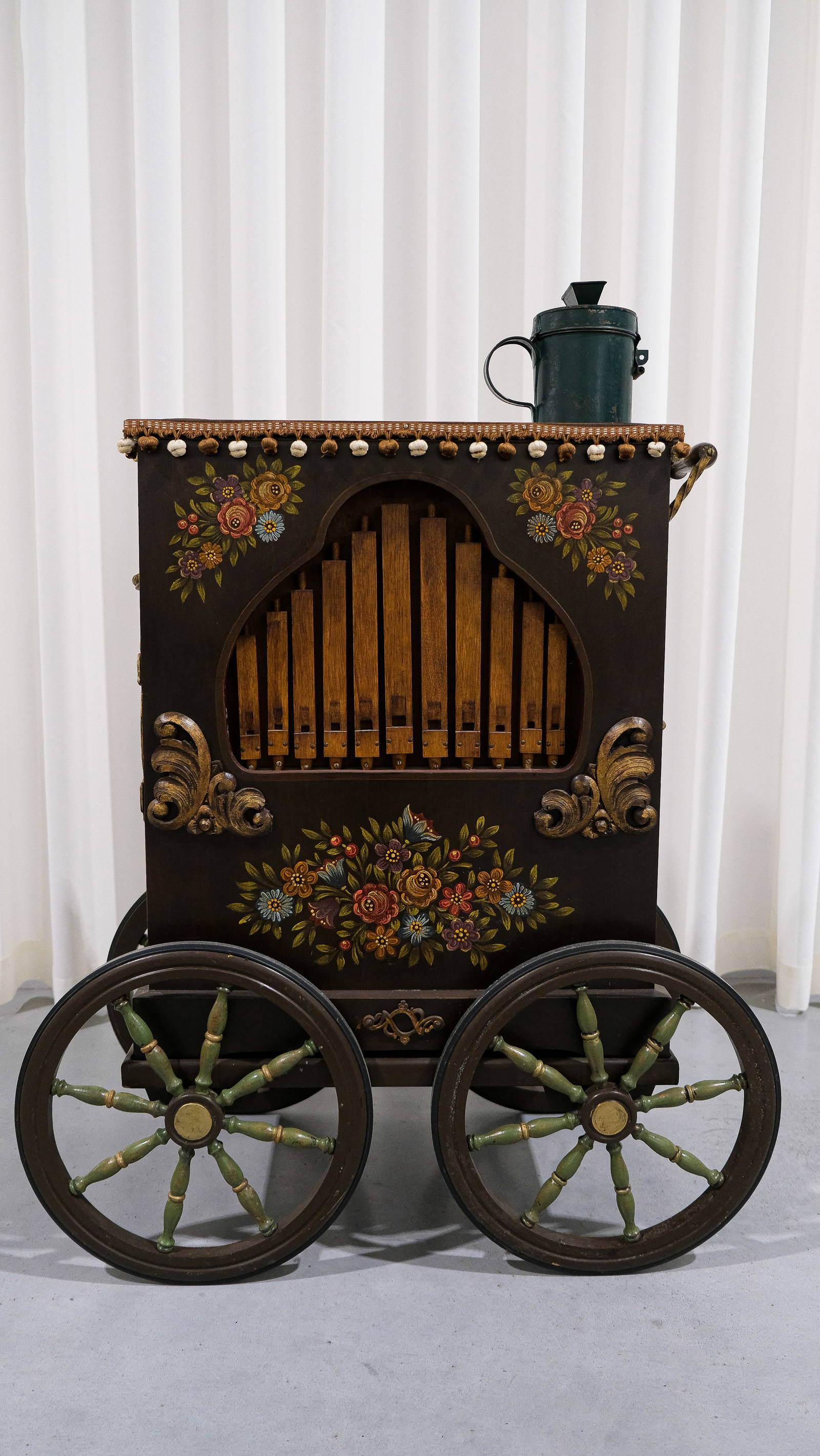 An Antique Two-part Music Organ Box With Pipes On Pushcart, First Half ...