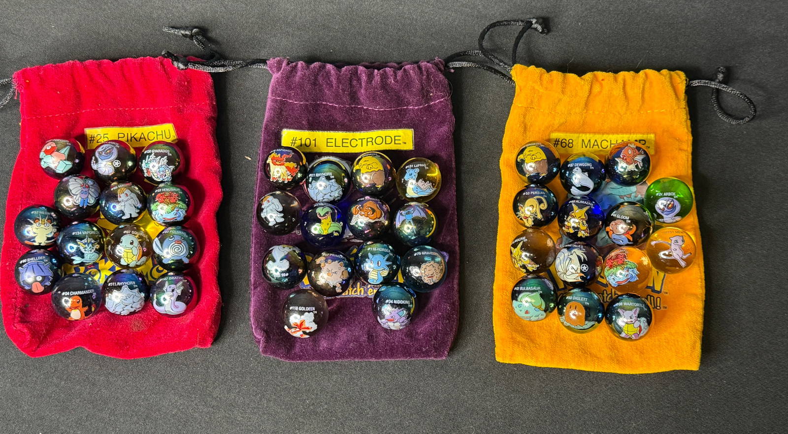 Vintage Pokemon Marbles 3 Bags And 42 Marbles Auction