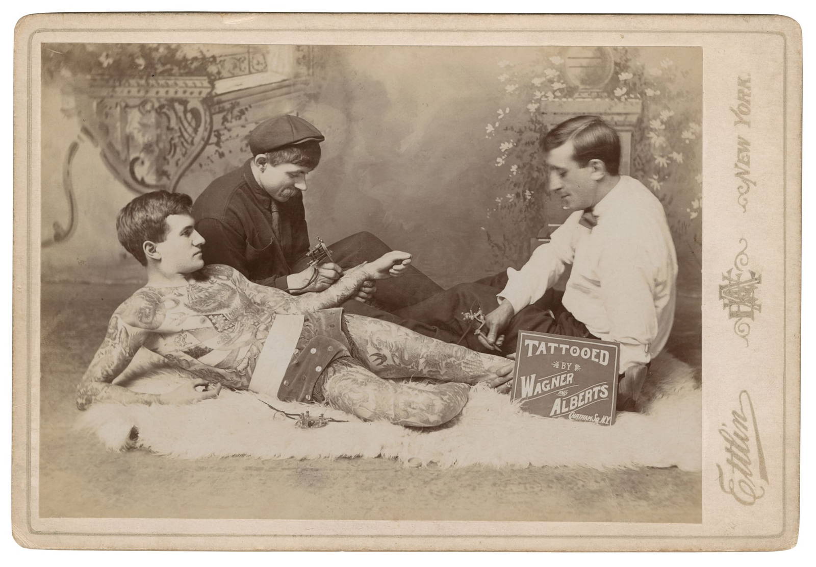 Cabinet Card Of Charlie Wagner And Lew Alberts Tattooing Jack Tryon ...