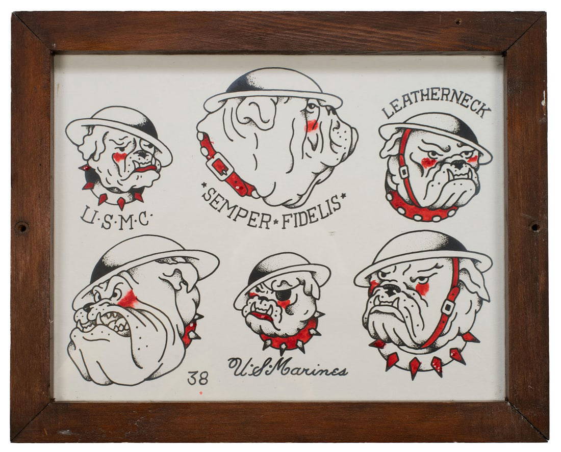 U.s. Marines Devil Dog Tattoo Designs By Al Schiefley (ohio, Ca. 1955 ...