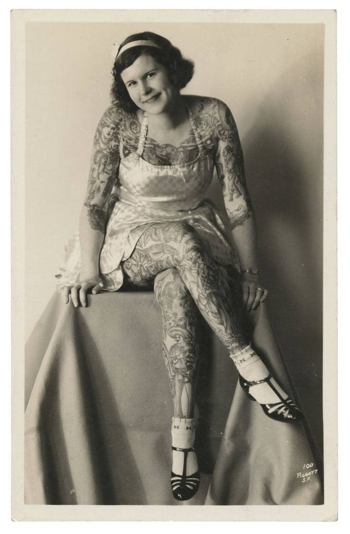Postcard Of Tattooed Lady Betty Broadbent (american, Ca. 1935) Auction