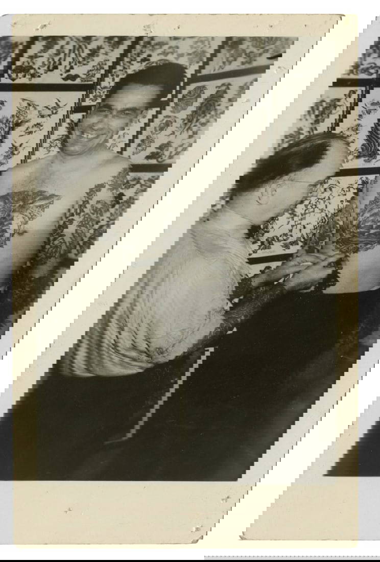 Photograph Of Tattoo Artist Owen Jensen (detroit, Ca. 1945) Auction