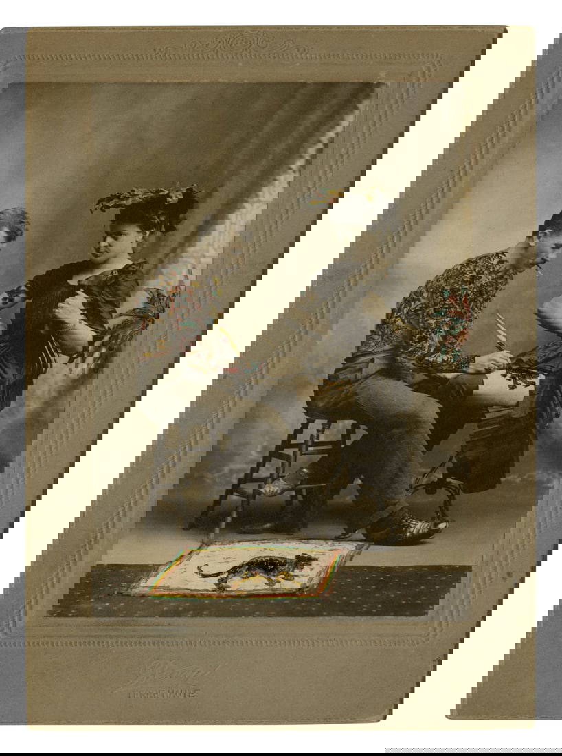 Painted Cabinet Card Photograph Of Tattoo Artists Gus And Maud Wagner ...