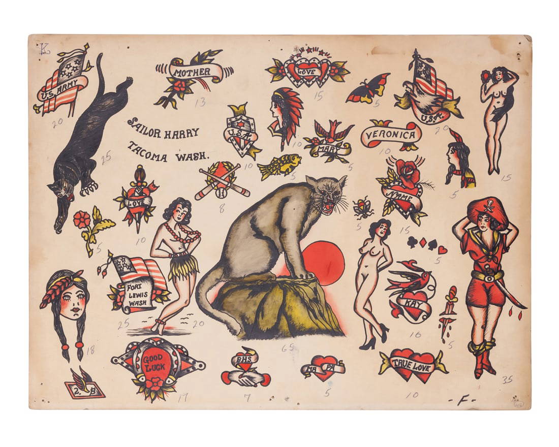 Black Panther And Other Traditional Tattoo Designs By "sailor" Harry ...