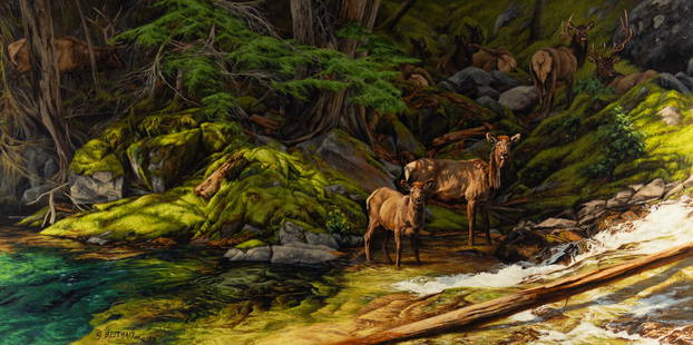 Greg Beecham (1954- ), Elk Study Auction