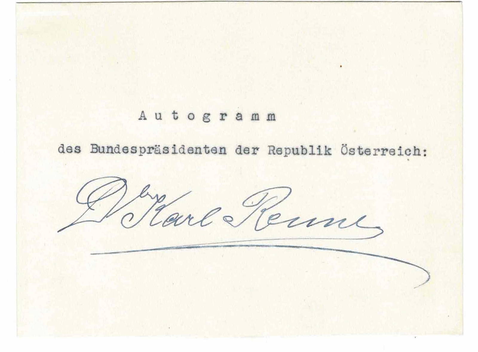 History - Renner Karl (1870 - 1950) - Signed Card Auction