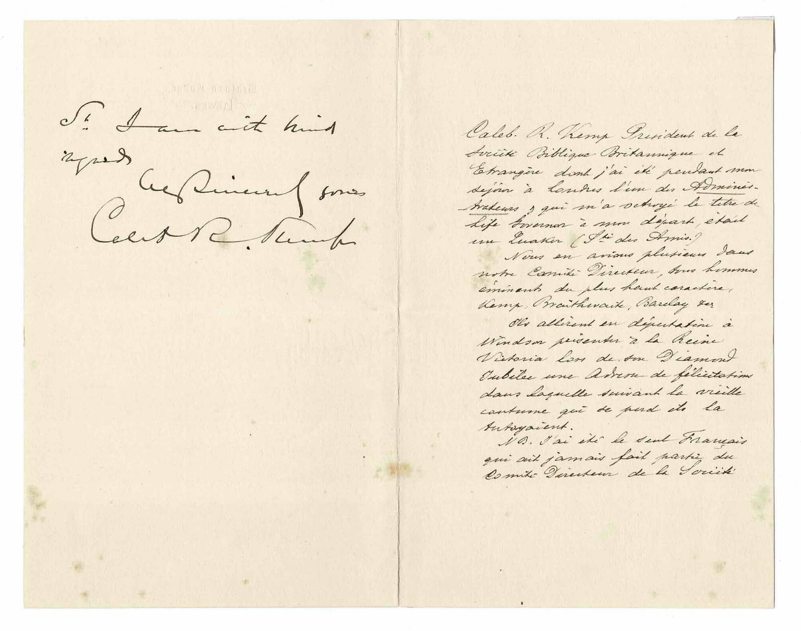 History - Kemp Caleb Rickman (1836 - 1908) - Autograph Letter Signed ...