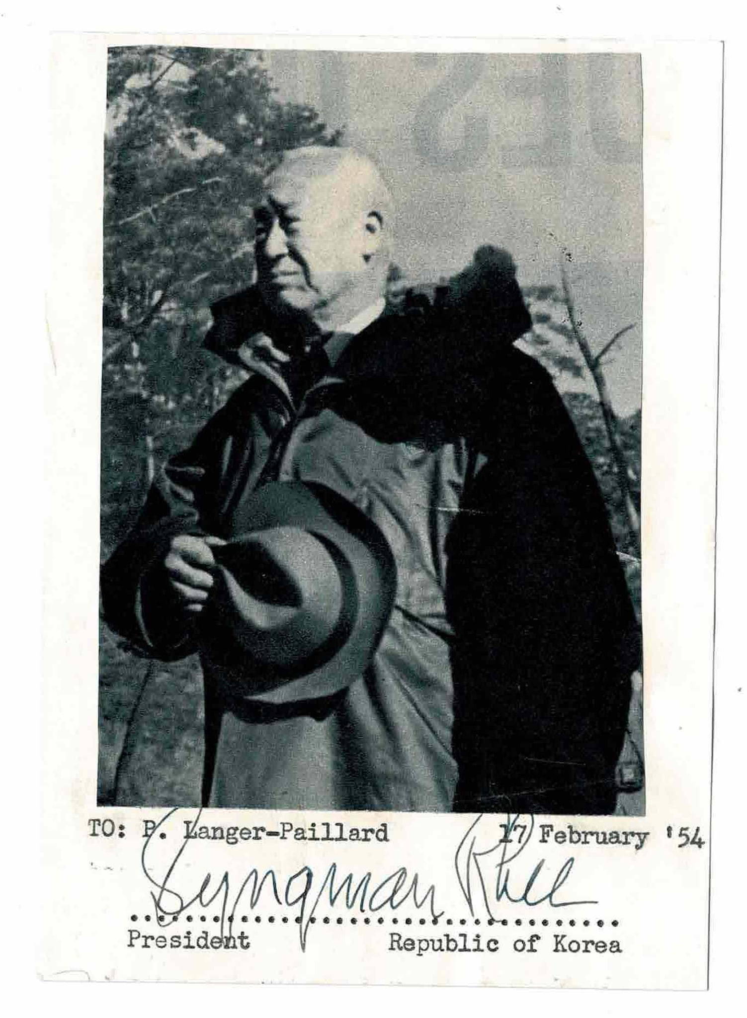 History - Rhee Syngman (1875 - 1965) - Signed Printed Photograph Auction