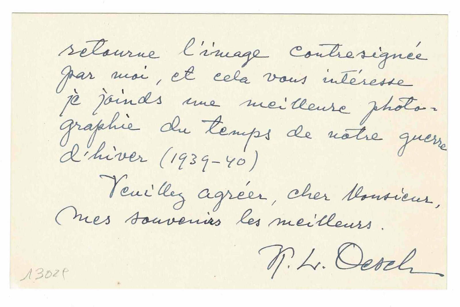 History - Oesch Karl Lennard (1892 - 1978) - Autograph Card Signed ; 2 Photographs Signed Auction