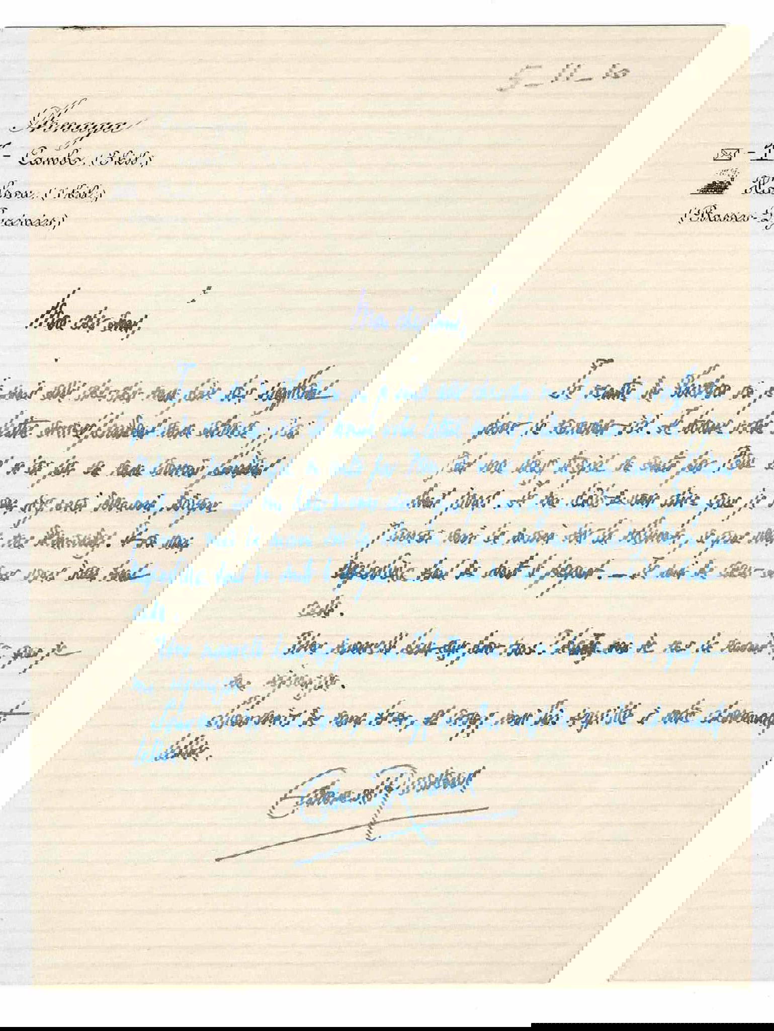 Literature - Rostand Edmond (1868 - 1918) - Autograph Letter Signed Auction