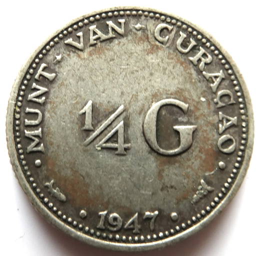 Curacao 1947 Silver 1/4 Gulden Coin