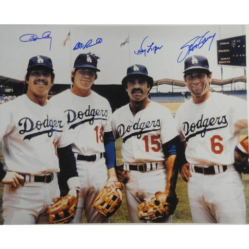Ron Cey Davey Lopes Steve Garvey Russell Autographed Dodgers Infield ...