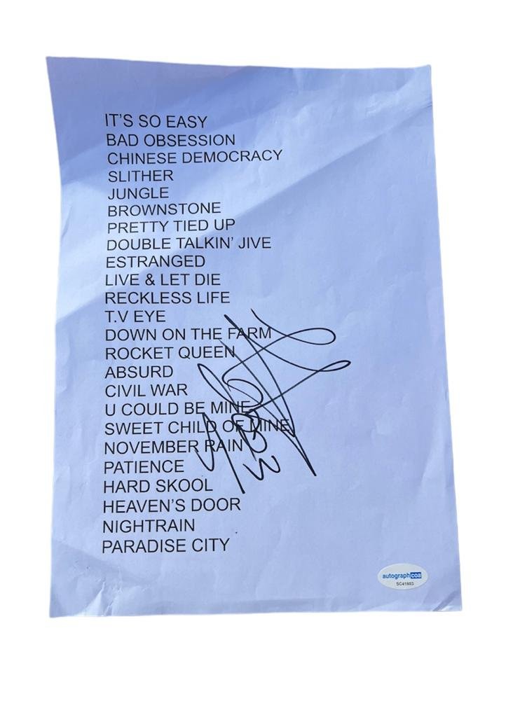 Frank Ferrer Guns N Roses Signed Setlist Exact Photo Proof Auction