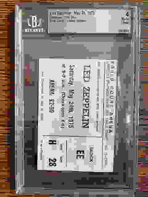 Led Zeppelin 1975 Ticket Stub Earls Court Arena Beckett 4 Auction