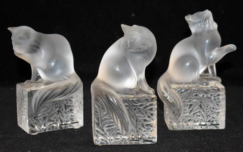 Three Lalique Frosted Glass Animals