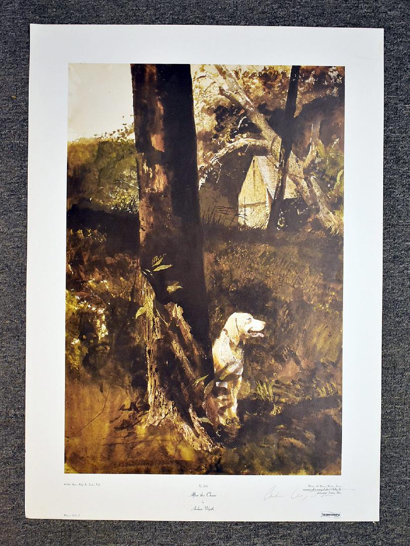 Signed Andrew Wyeth Print, After The Chase