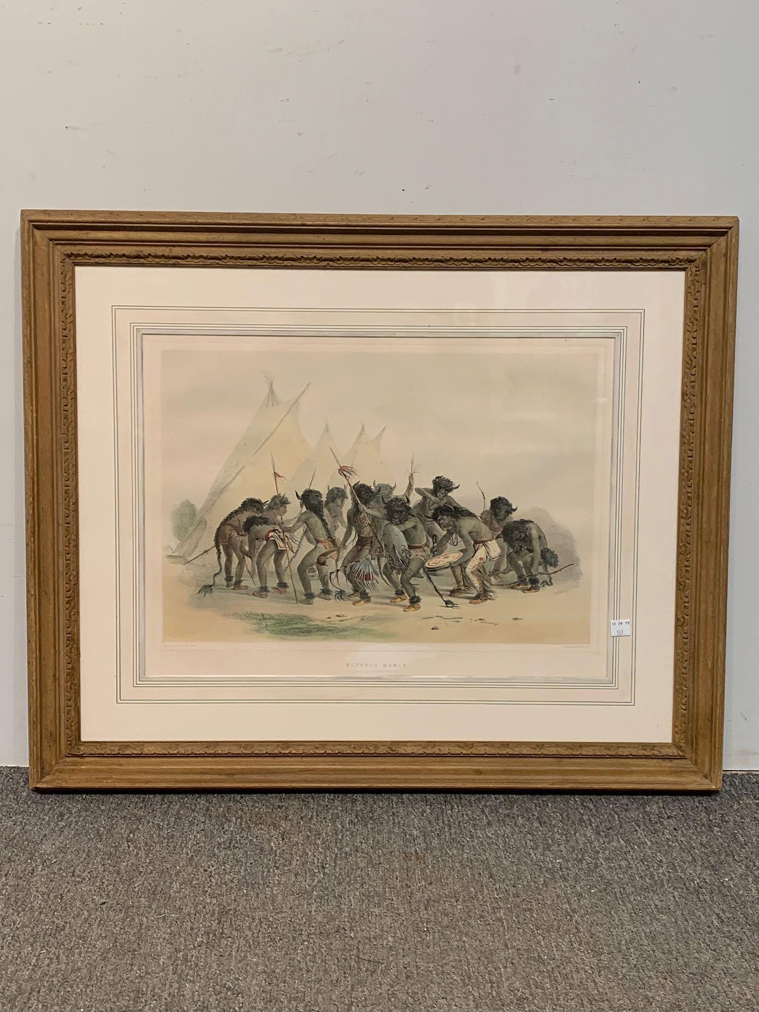 George Catlin Lithograph. Buffalo Dance