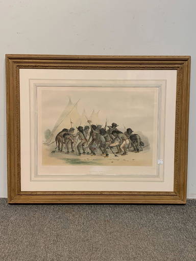 George Catlin Lithograph. Buffalo Dance