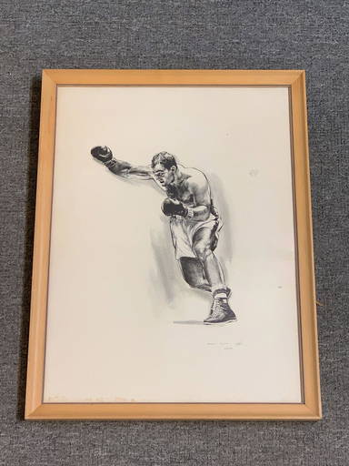 Robert Riger Pencil Signed Lithograph. Rocky Marciano