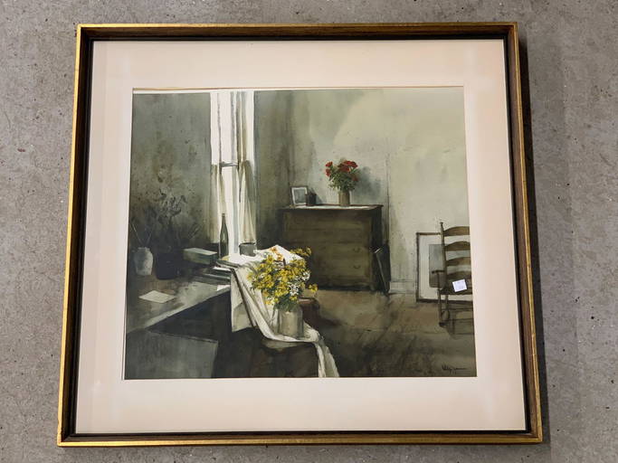 Philip Jamison. Watercolor, Interior Scene