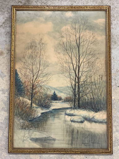 Raphael Senseman. Watercolor, Winter Landscape - Apr 23, 2021 | Briggs ...