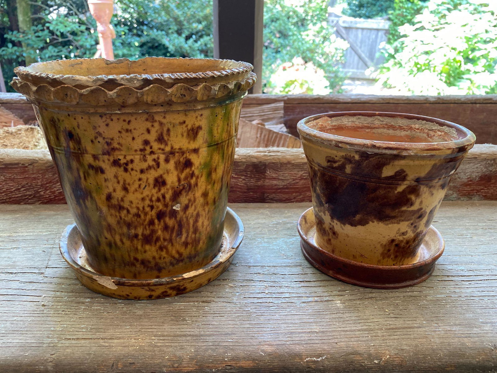 Two Redware Flower Pots
