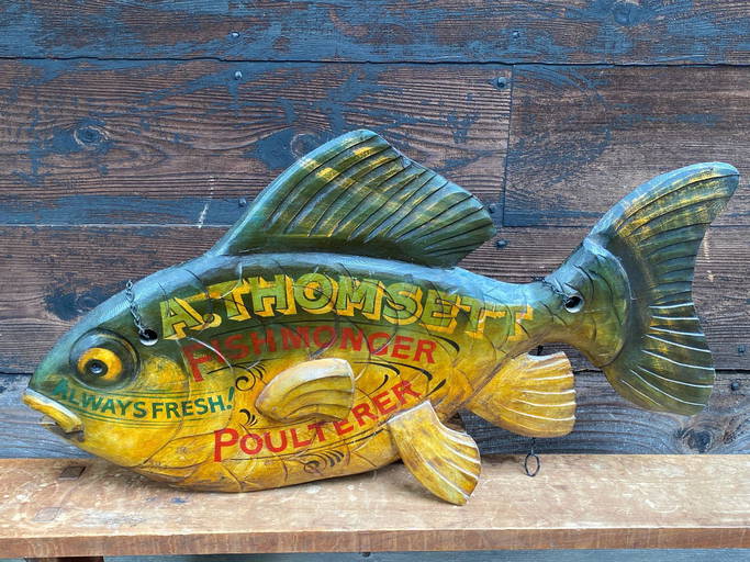 Wood Carved Fish Sign - Sep 24, 2021 | Briggs Auction, Inc. in PA