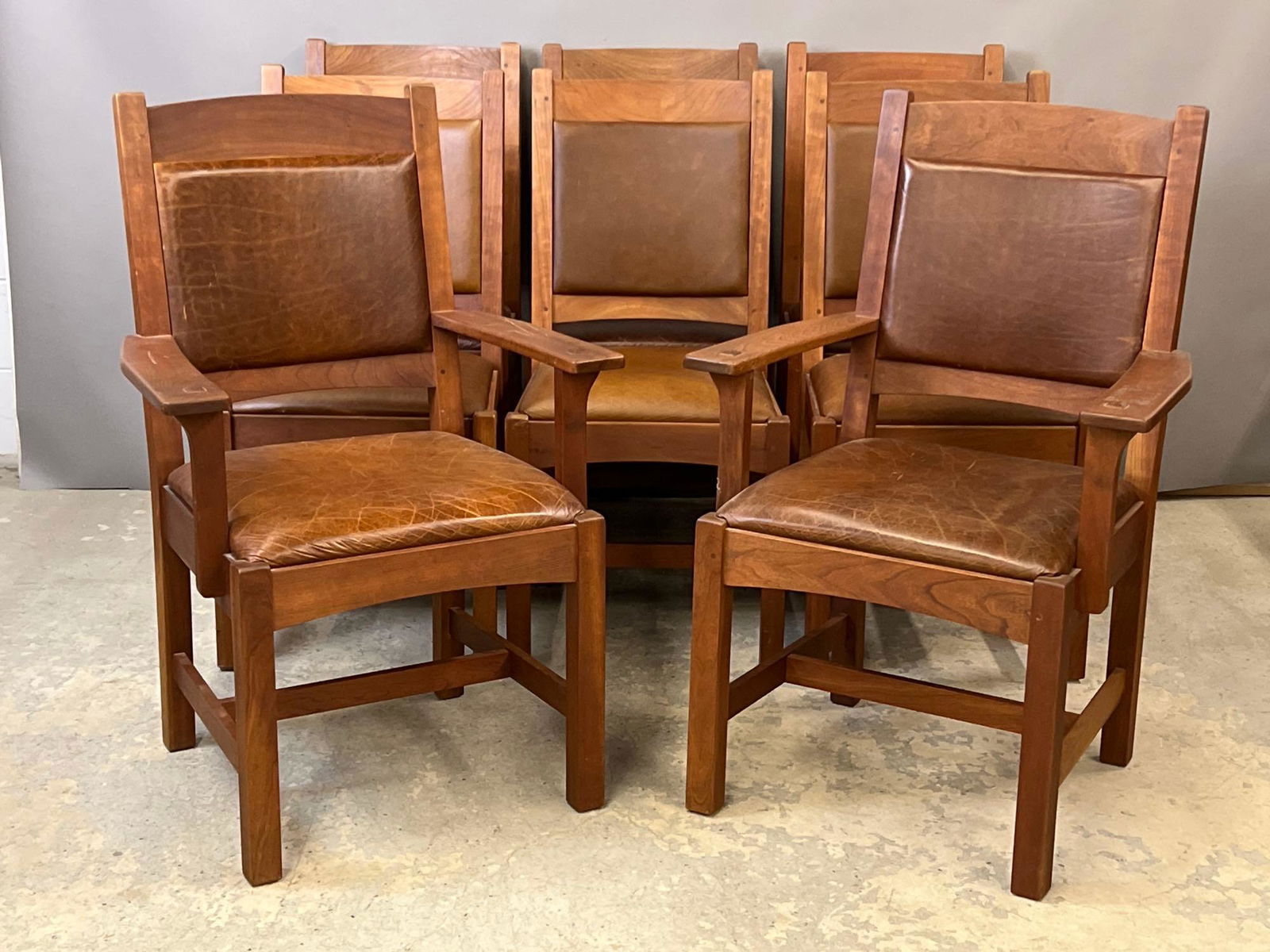 Eight Stickley Cherry Dining Chairs