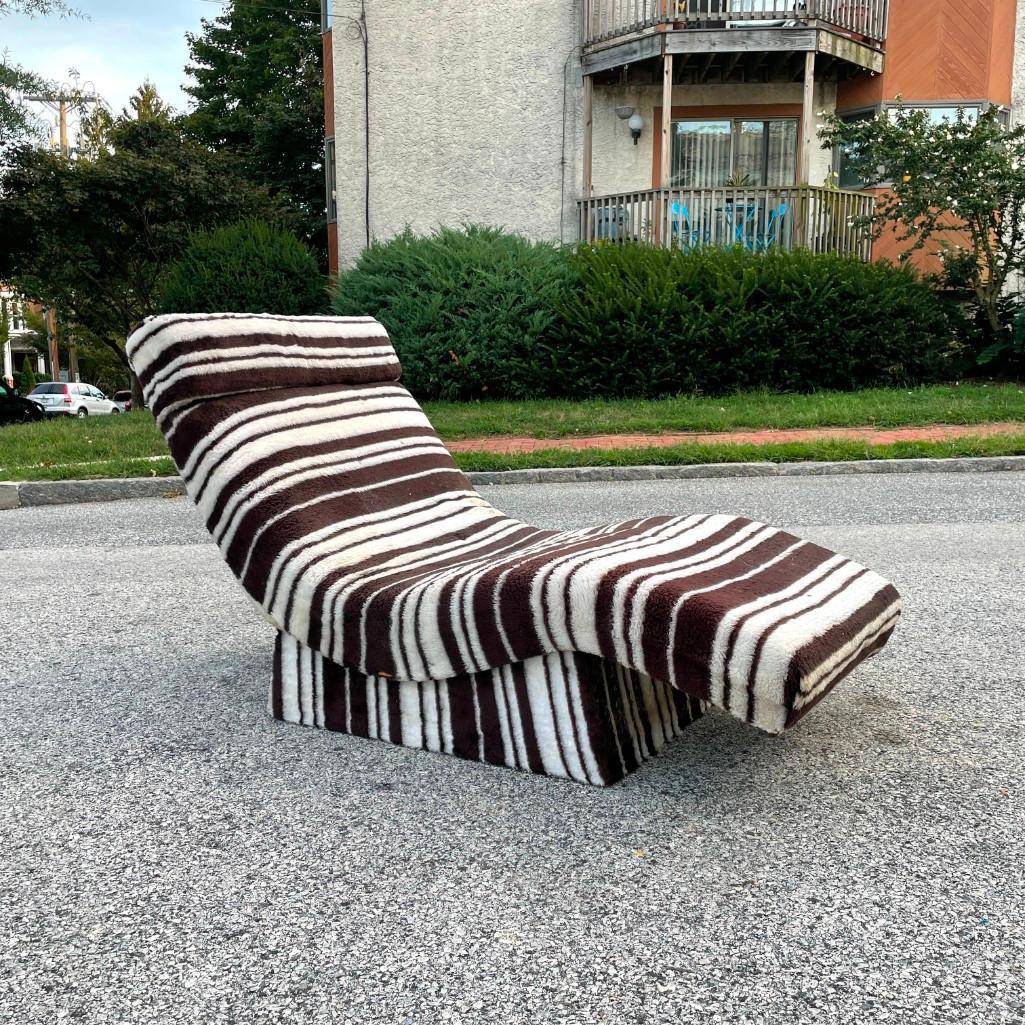 Vintage Zebra Print Wave Chaise Lounge