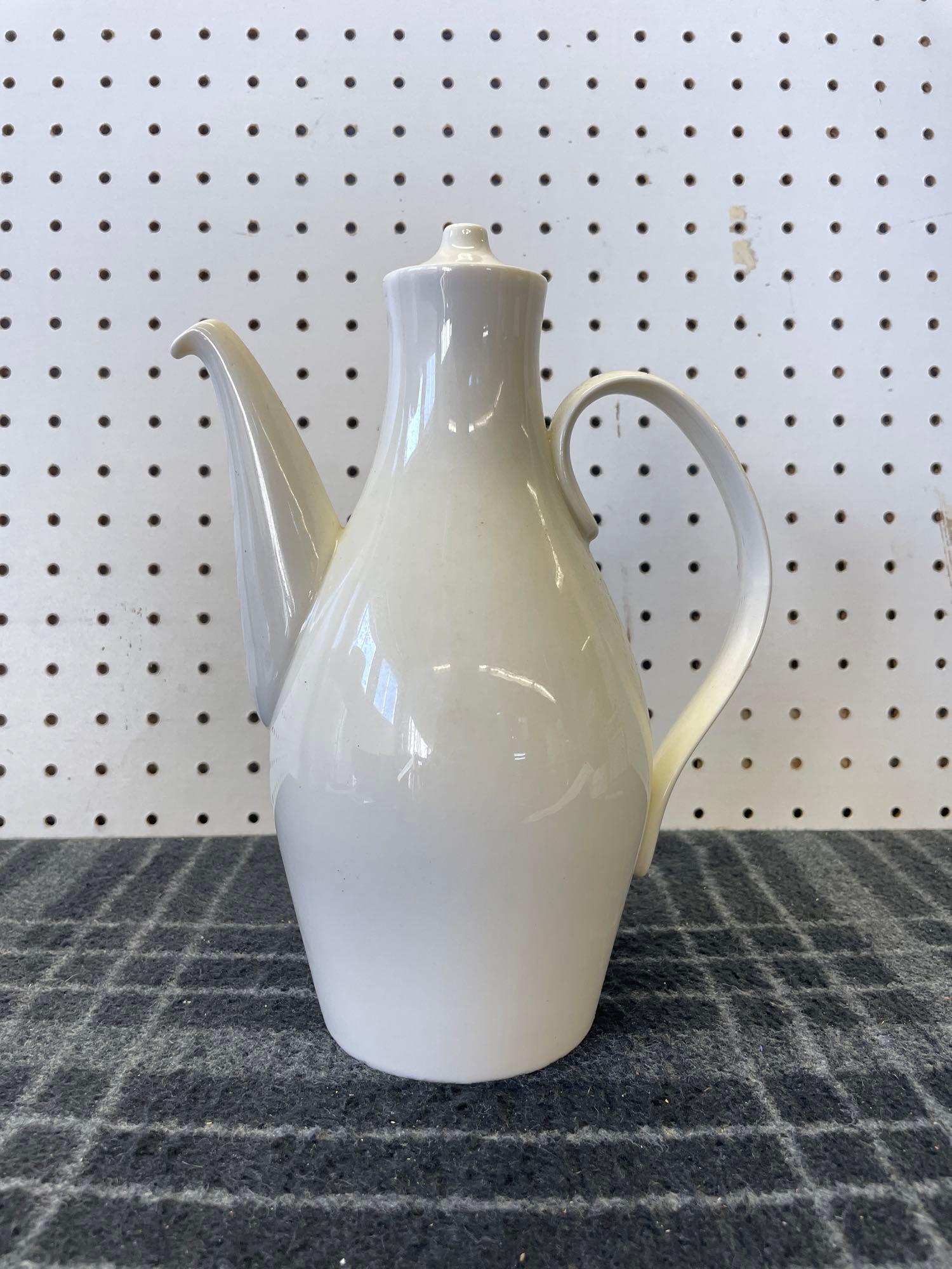 Eva Zeisel Museum White Lidded Coffee Pitcher