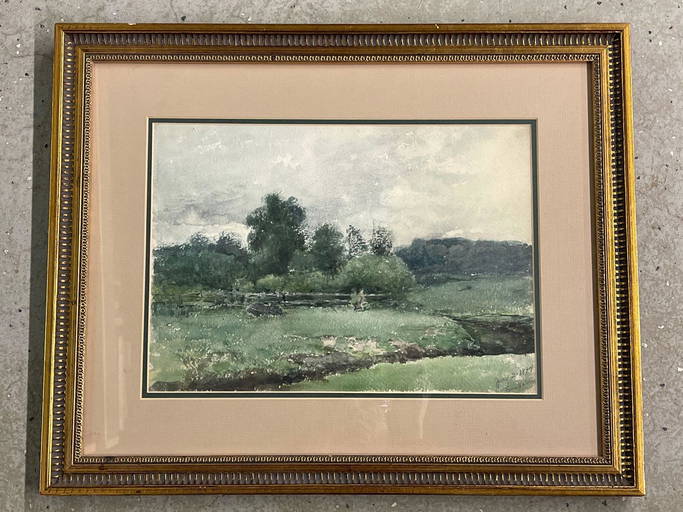 Thomas Bancroft. Watercolor, Pastoral Scene (#0110) on Feb 24, 2023 ...