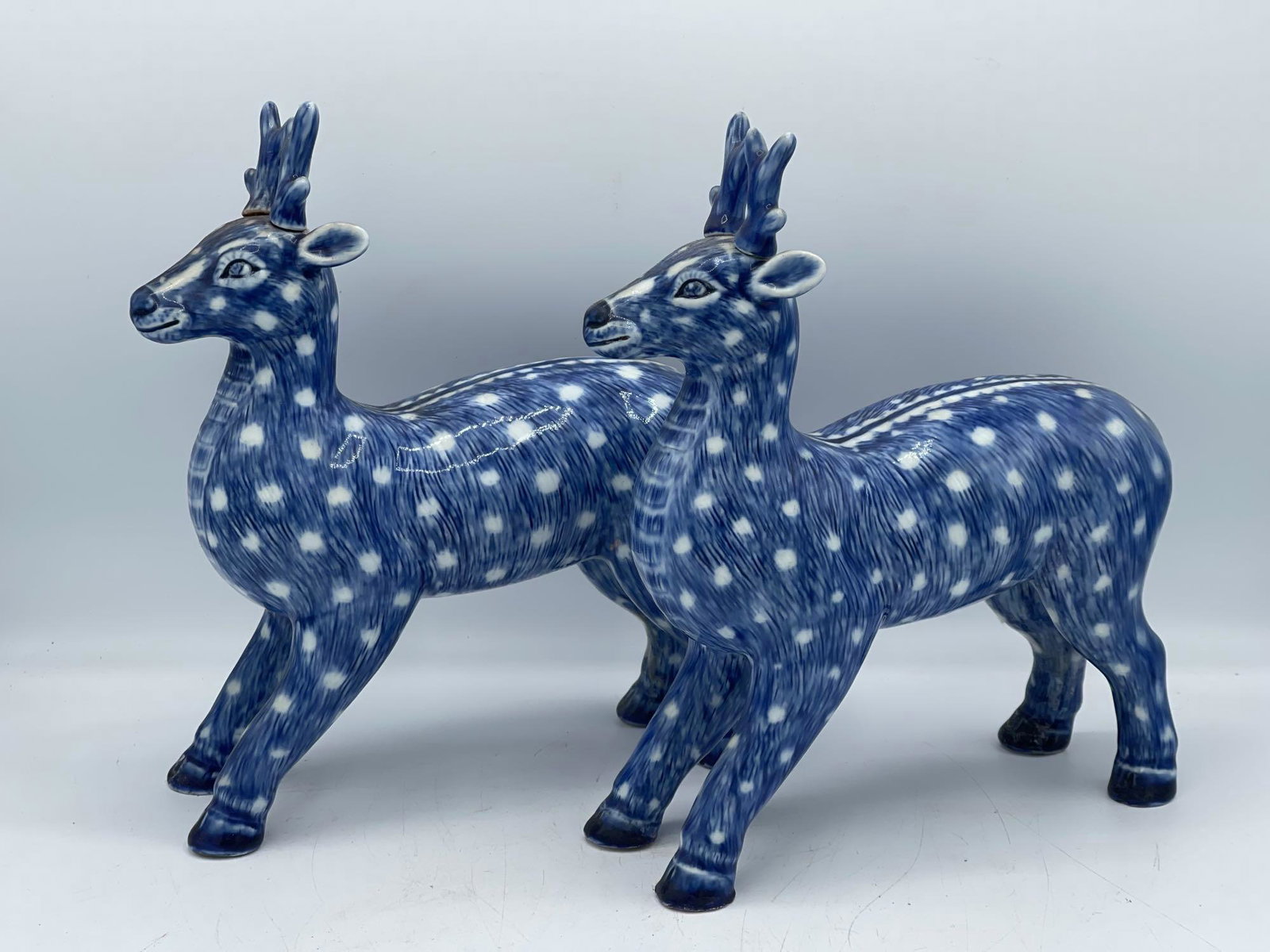 Pair Of Chinese Export Stag Figurines