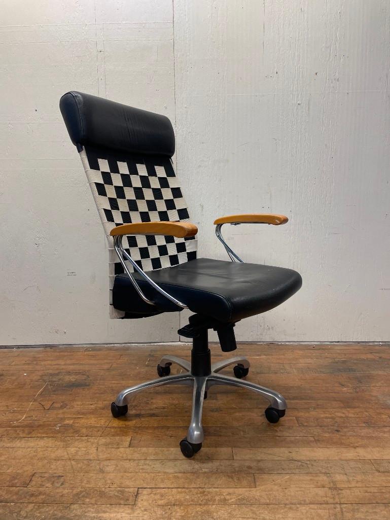 Vintage Italian Designer Checkerboard Office Chair Auction