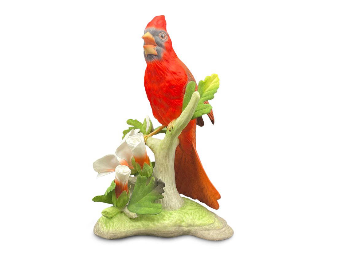 Boehm Porcelain Figurine: Cardinal On Flower Auction