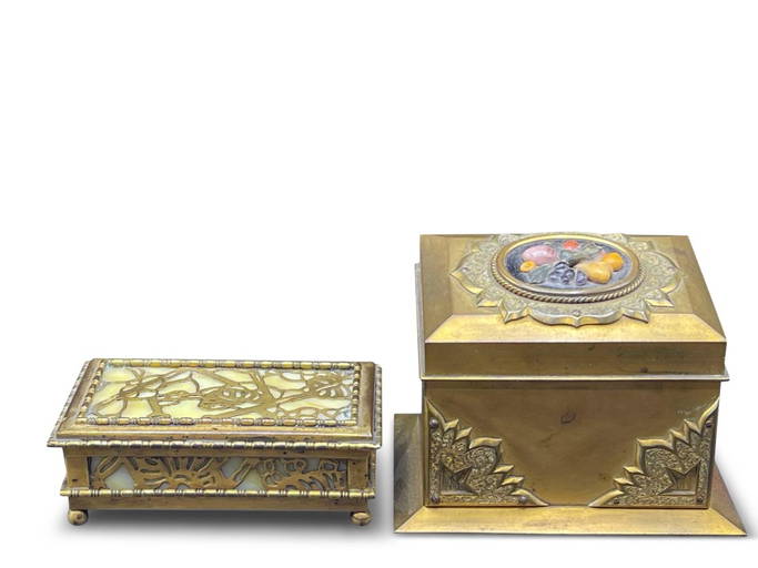 Two Victorian Bronze Stamp Boxes