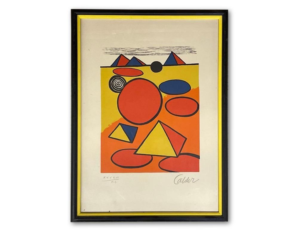 Calder Signed Lithograph, Pyramids And Circles