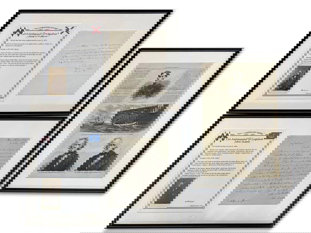 Three Pcs. Of John Slidell Confederate Ephemera Auction