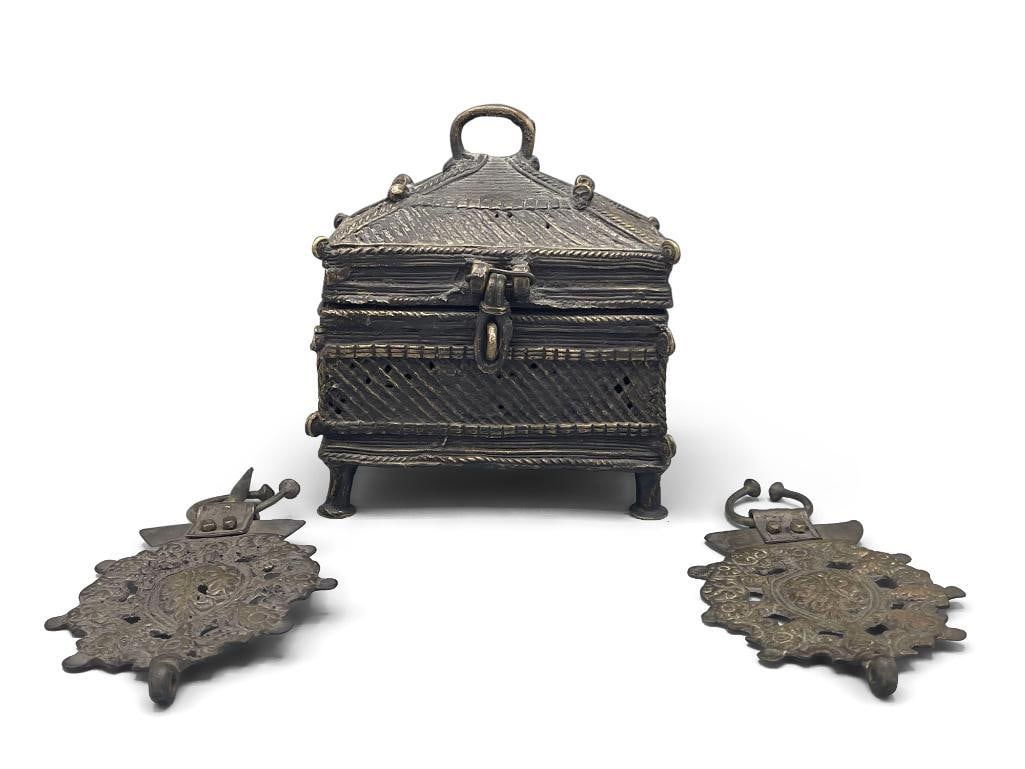 Indian Bronze Box & Two Berber Fibula Auction