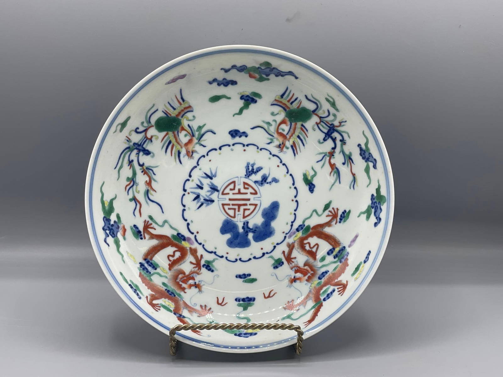 Chinese Five-color Dragon Plate Auction