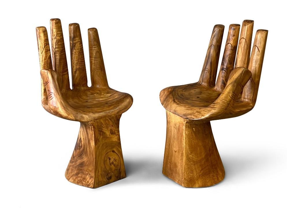 Pair Of Carved Wood Friedeberg-style Hand Chairs Auction
