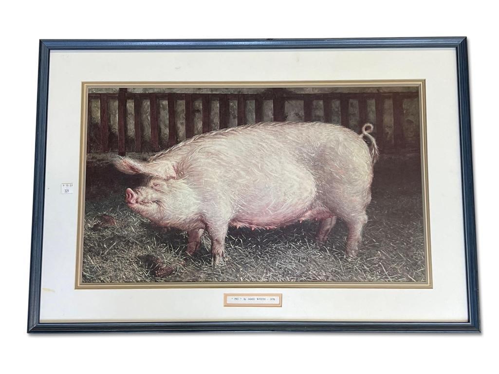 Signed Jamie Wyeth Print, The Pig