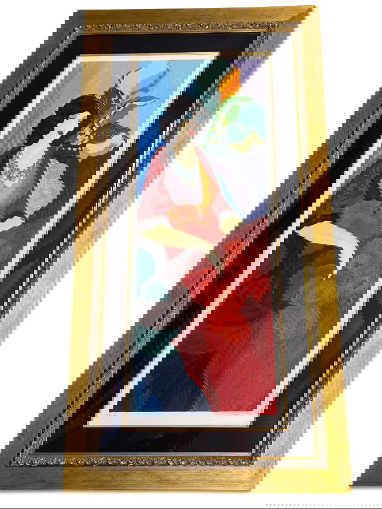 Itzchak Tarkay. Signed Serigraph, Red Dress Auction