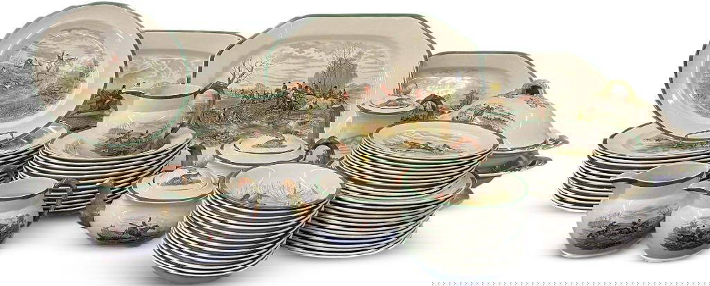 Copeland Spode Hunt Scene Porcelain Auction
