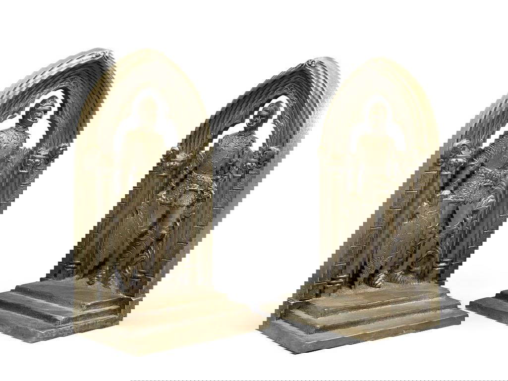 Gorham 1931 Bronze Knight Bookends Auction