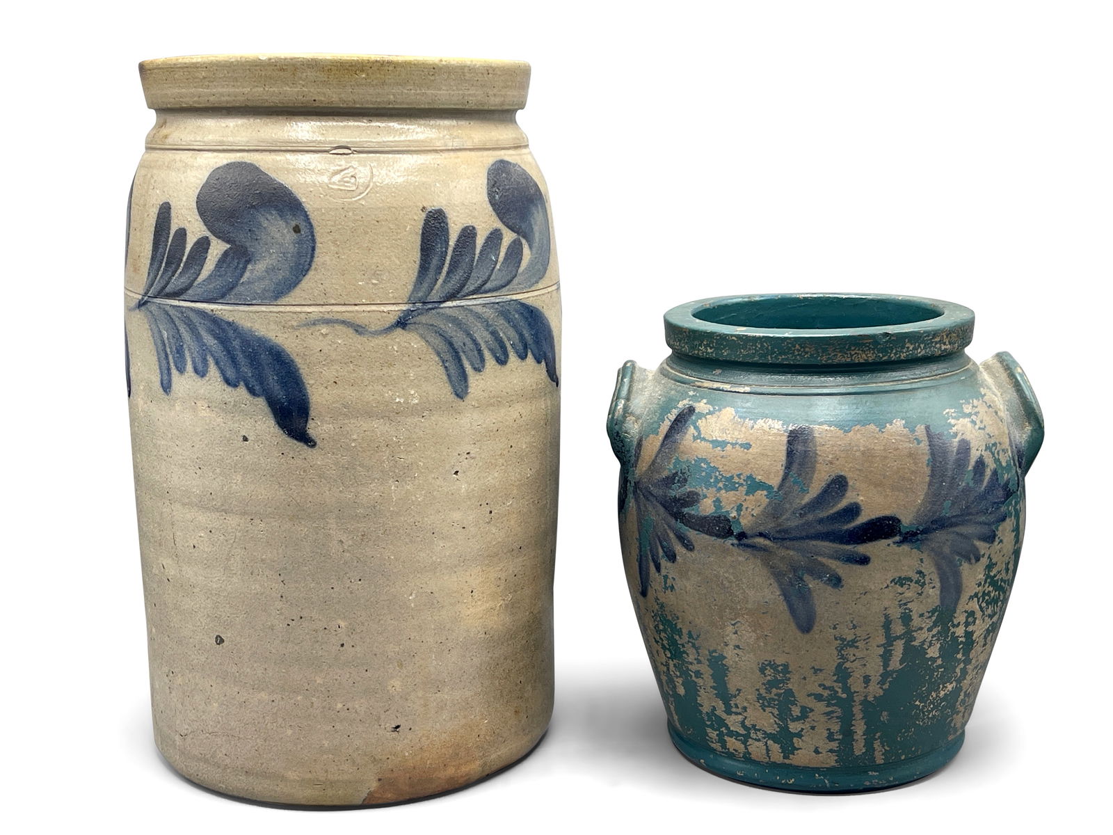 Two 19th C. Stoneware Crocks Auction