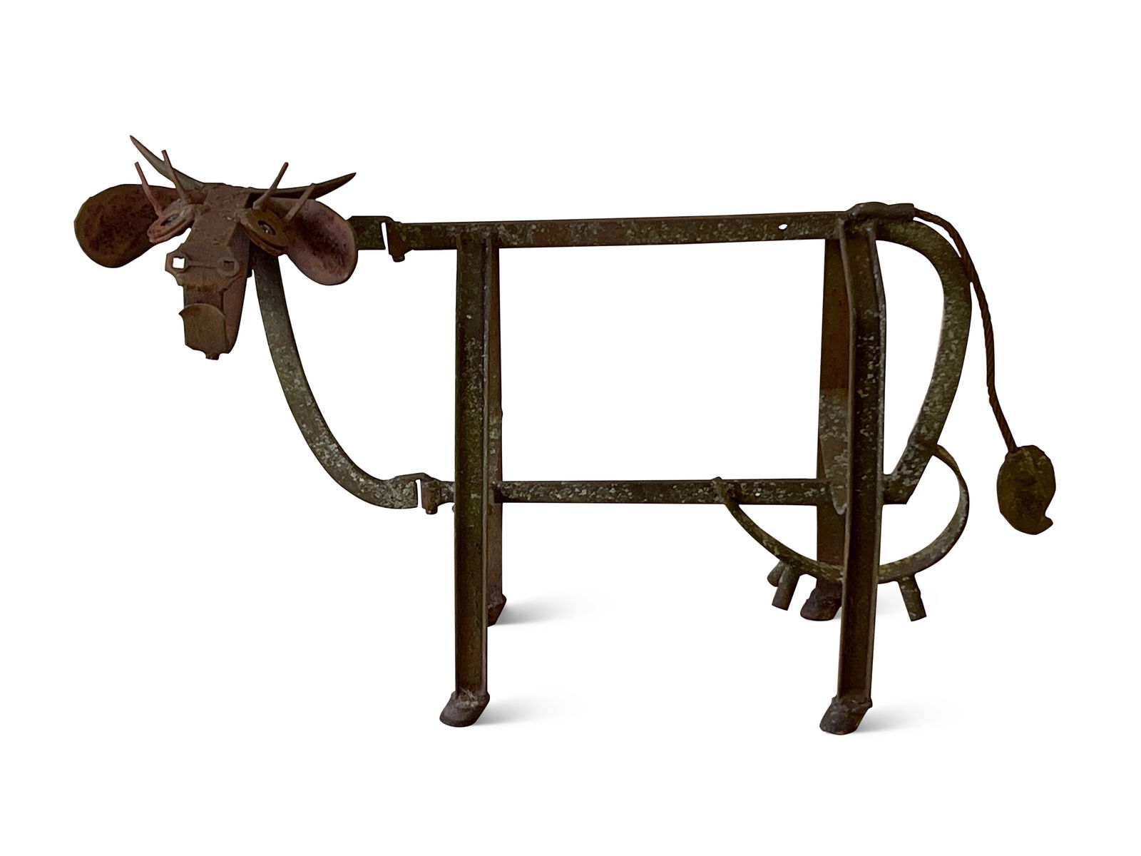Folk Art Iron Cow Sculpture Auction