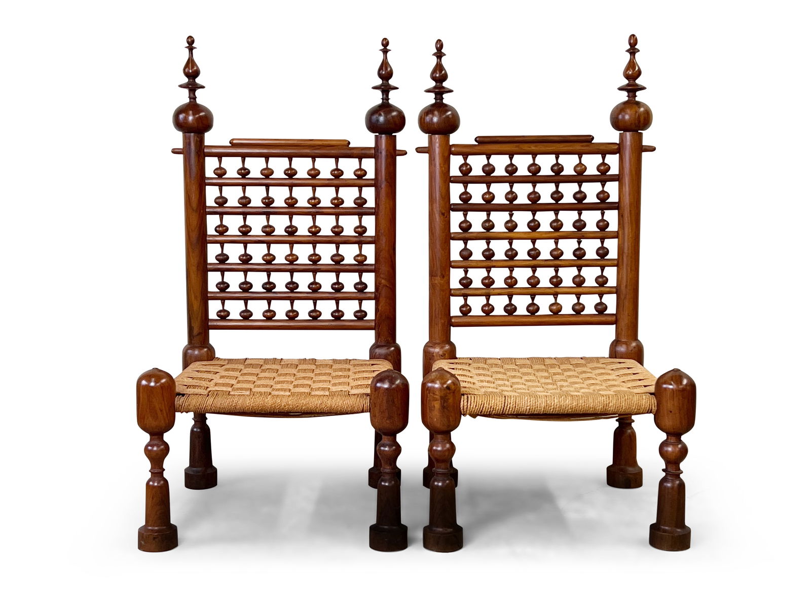 Pair Of Pakistani Teak Punjabi Chairs Auction
